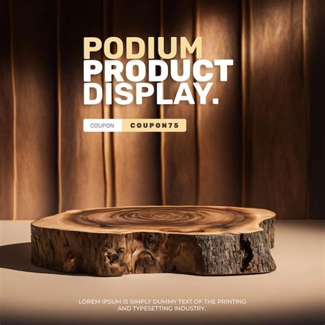 Premium Psd Elegant And Natural Podium With Wood Stage Display Mockup For Show Product