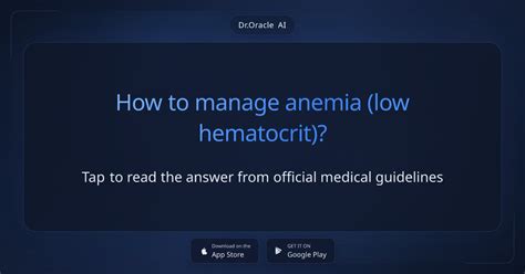 How To Manage Anemia Low Hematocrit