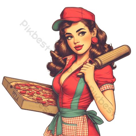 Beautiful Pizza Maker Girl Holding Box Png Images Png Free Download Pikbest