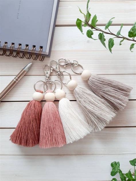 Tassel Keychain Bag Charm Boho Car Accessories Key Clip Car Key Chain Cute Gift Recycled Cotton