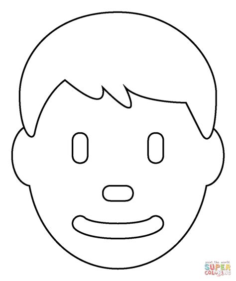 남자 금발 머리 이모티콘 색칠하기