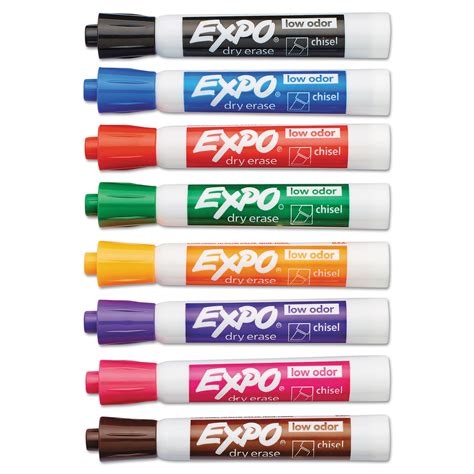Low Odor Dry Erase Marker Broad Chisel Tip Assorted Colors 8 Set Sani Chem Cleaning Supplies