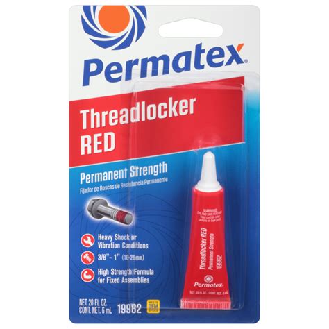 Permatex Permanent Strength Threadlocker Red ML Permatex