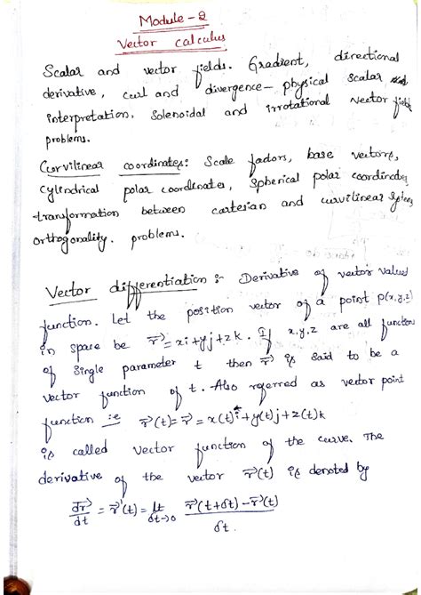 Module Vector Calculus Module Vector Calculus Derivative Curl