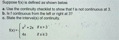 Solved Texts Suppose Fx Is Defined As Shown Below A Use The