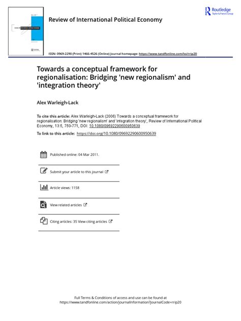 Towards A Conceptual Framework For Regionalisation Bridging New