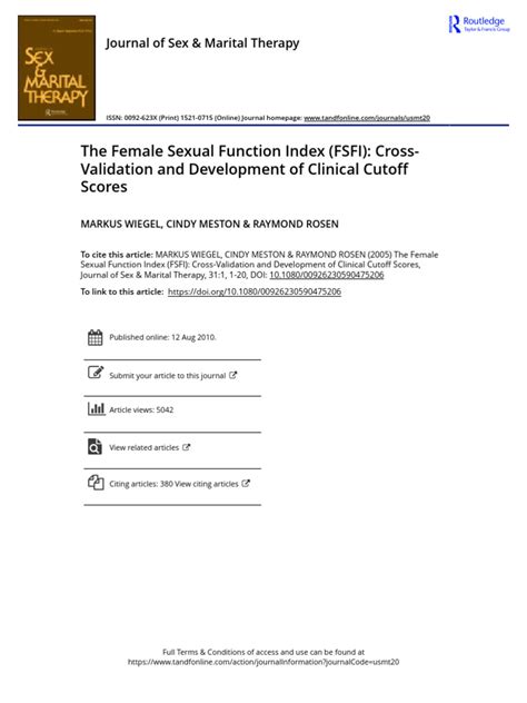 The Female Sexual Function Index Fsfi Cross Validation And Development
