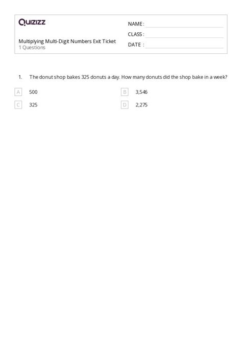 Printable Multi Digit Numbers Worksheets For Grade Quizizz