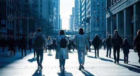 Urban Scene Of People Walking On A City Street On A Sunny Day 70669126