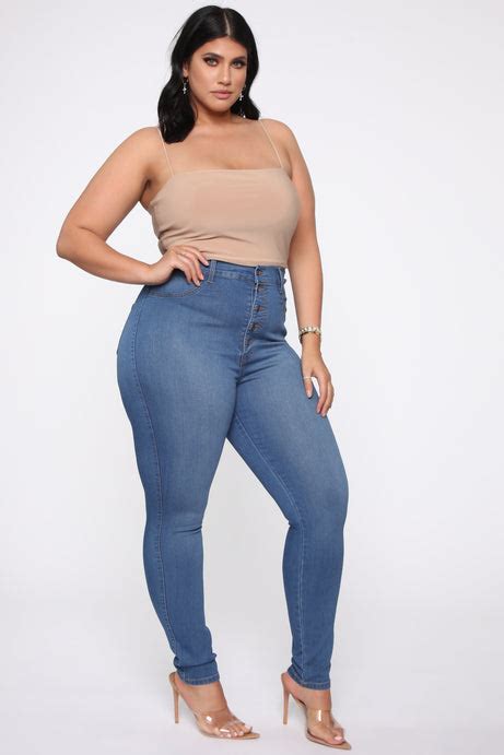Classic Button Up Skinny Jeans Medium Blue Wash Fashion Nova