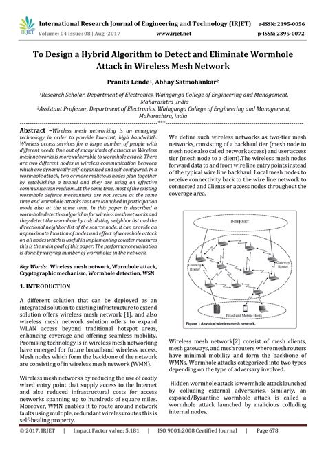 To Design A Hybrid Algorithm To Detect And Eliminate Wormhole Attack In