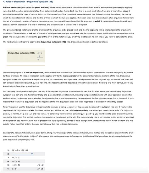 Solved 4 Rules Of Implication Disjunctive Syllogism Ds