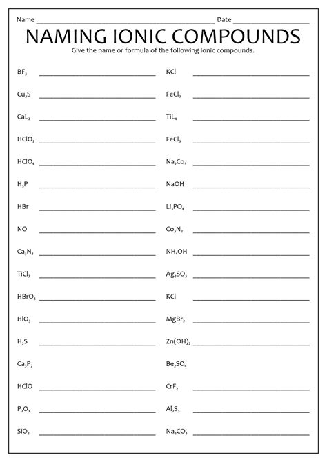 Naming Molecular Compounds Worksheet Answers