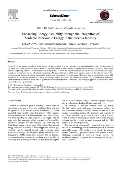 Pdf Enhancing Energy Flexibility Through The Integration Of Variable