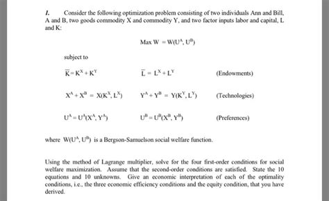 Solved I Consider The Following Optimization Problem