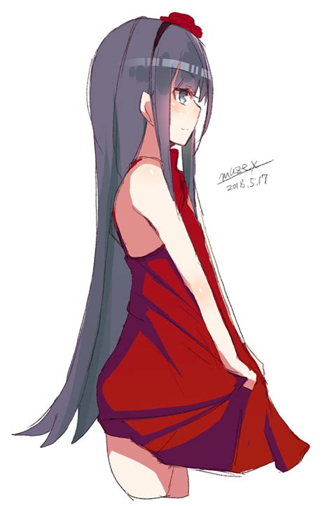Safebooru 1girl Bangs Bare Arms Bare Shoulders Black Hair Blush