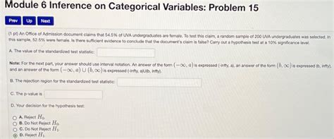 Solved Module 6 Inference On Categorical Variables Problem