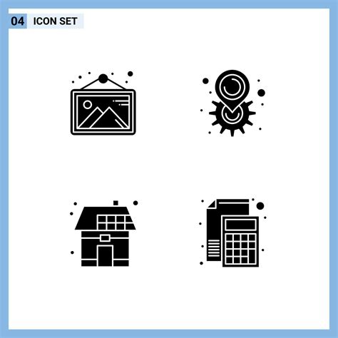 Mobile Interface Solid Glyph Set Of 4 Pictograms Of Gallery Energy