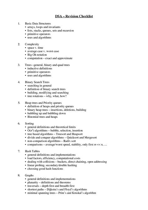 Revision It Is Good DSA Revision Checklist Basic Data Structures Arrays Loops And
