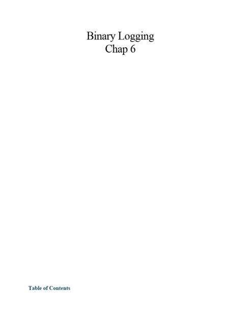 Binary Logging Chap 6 Unfinished Pdf Databases Replication