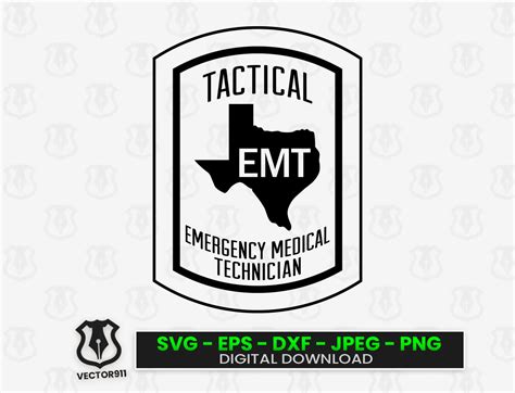 Texas Tactical Emergency Medical Technician Emt Patch Svg Vector Files