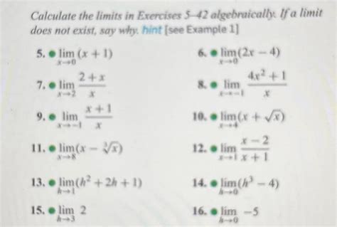 solved calculate the limits in exercises 5 42 algebraically