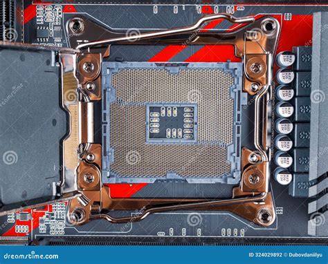 CPU Socket Connector On Computer Motherboard Stock Photo Image Of Line Engineering 324029892