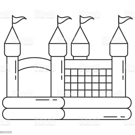탄력성 윤곽선 아이콘 키즈 놀이터에서 점프 하우스 벡터 그림입니다 집에 대한 스톡 벡터 아트 및 기타 이미지 집 튀기 외형선 Istock