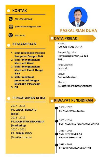 Download Cv Lamaran Kerja Format Doc Word Kreatif Dan Menarik Bisa
