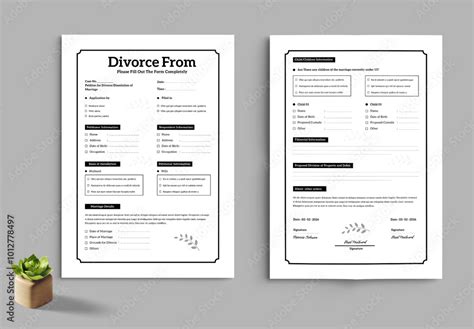 Divorce Form Template Stock Template Adobe Stock