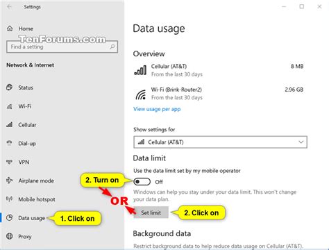 Set Data Limit For Cellular Wi Fi And Ethernet Networks In Windows 10