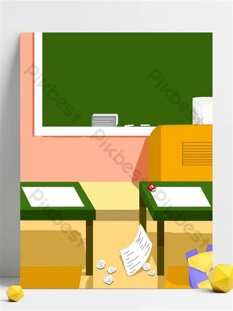 Cute Drawing Green Classroom Illustration Background Psd Backgrounds