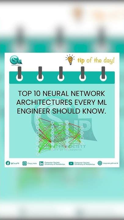 tip of the day💡top 10 neural network architectures every ml engineer