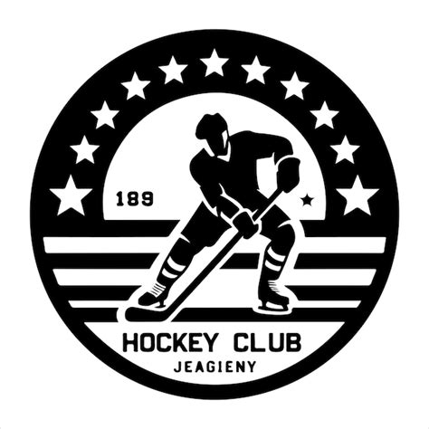 Hockey Club Logo And Ice Hockey Emblem Silhouette Vector Premium AI