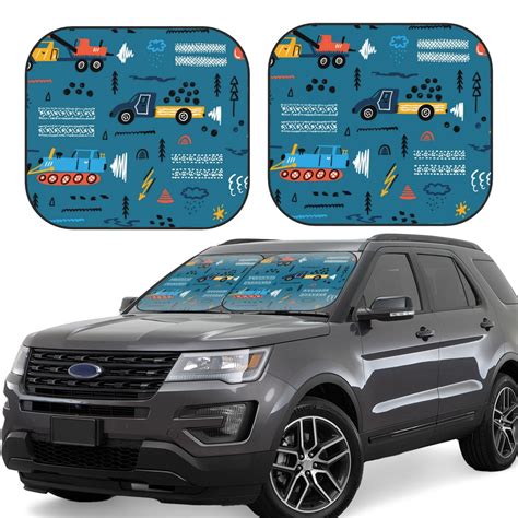 Balery Construction Trucks Sun Shield 2 Pack For Car Front Windows