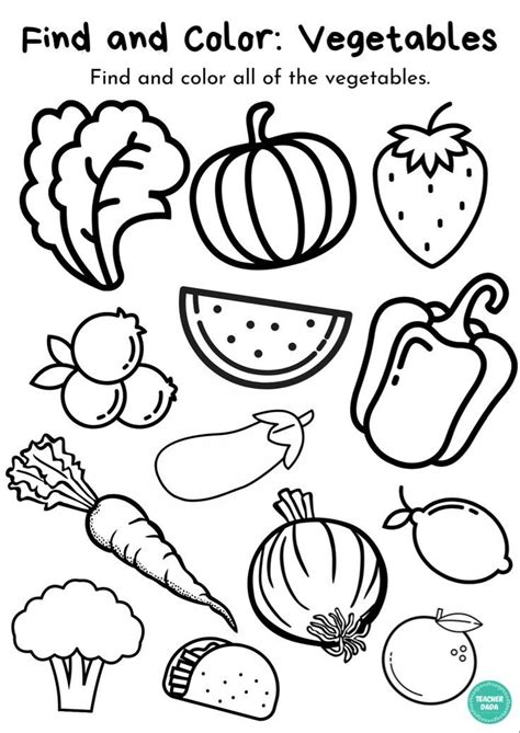 Find And Color Vegetables Coloring Page