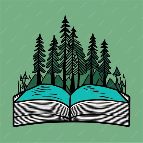 Premium Vector Open Book Concept Forest Vector Illustration