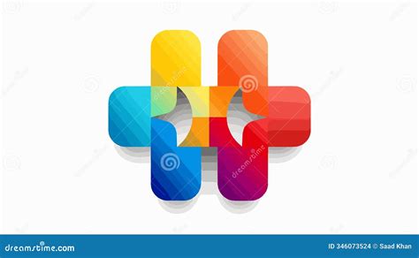 Multi Part Colored Plus Symbol Vector Cartoon Stock Illustration