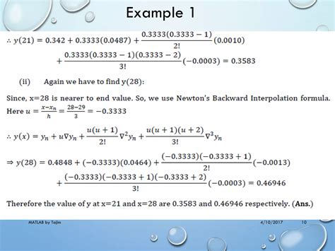 Matlab Lecture 8 Newton S Forward And Backword Interpolation Taj Copy