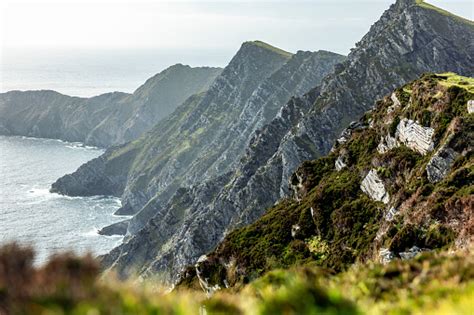 봄 동안 아일랜드의 아킬 섬의 절벽과 바다 사진 아일랜드 북유럽에 대한 스톡 사진 및 기타 이미지 아일랜드 북유럽 언덕