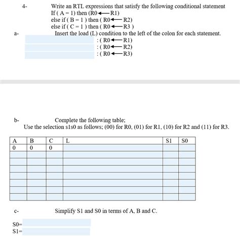 Solved Write An Rtl Expressions That Satisfy The Following