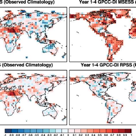 Decadal Prediction Skill Of Mpi Esm Lr For 4 Year Mean Gpcc Di Download Scientific Diagram