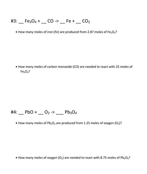 Solved Mole To Mole Calculations Balance The Following Chegg Com