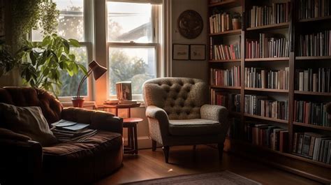 Premium Photo Cozy Reading Nook With Comfortable Armchair Ai Generated