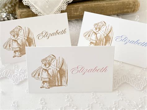 Printed Alice In Wonderland Place Cards Folded Tented Alice In Wonderland Place Cards Bridal