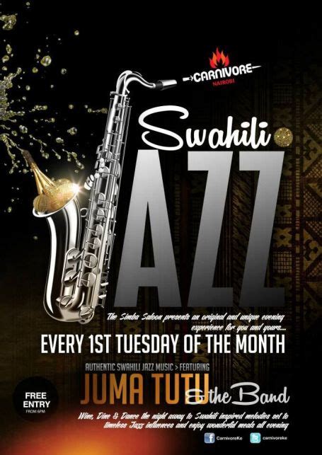 Swahili Jazz Night Feat Juma Tutu And The Band Every 1st Tuesday Of The Month Carnivore
