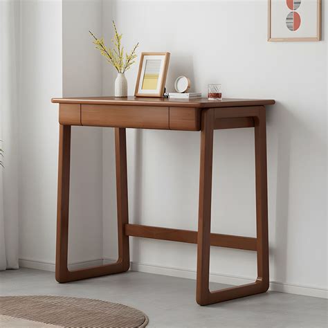 Modern Solid Wood Office Desk 30 H Curved Writing Desk With 1 Drawer