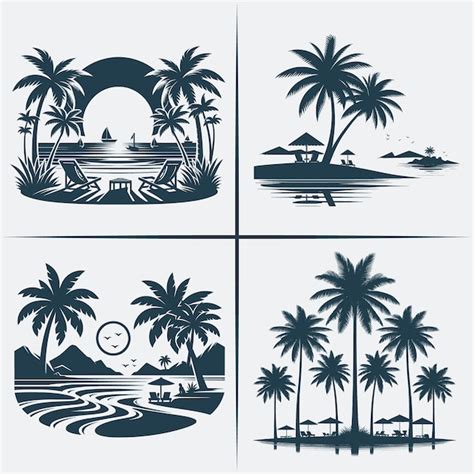 Palm Tree Svg Vector Silhouette Bundle File Premium AI Generated Vector