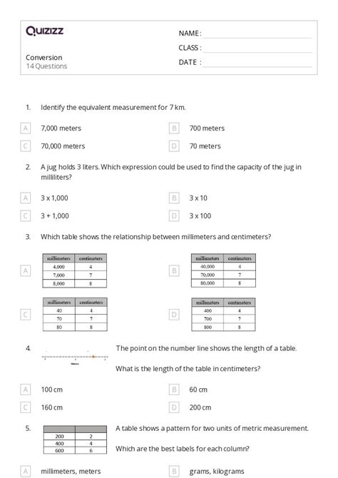 50 Converting Metric Units Worksheets On Quizizz Free And Printable