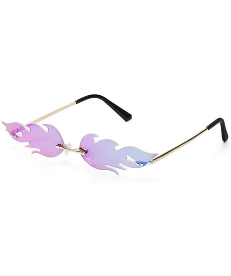Women Fire Flame Sunglasses Rimless Wave Sun Glasses Novelty Eye